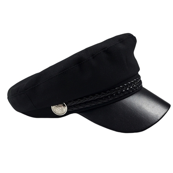 Accessories | Black Braided Bakers Boy Hat | Poshmark